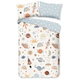 Babybettw&auml;sche Good Morning, blau, Renforc&eacute;, Obermaterial: 100% Baumwolle, Bettw&auml;sche, "Eclips", Baumwolle, Renforc&eacute;, 2 Teilig, Wendeoptik, Kind,