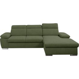 Ecksofa WERK2, B:282cm H:88cm T:185cm, gr&uuml;n, 92% Polyester, 8% Nylon, Wohnzimmer, Sofas, "Palma modernes Schlafsofa mit Bettkasten, L-Form, B/T