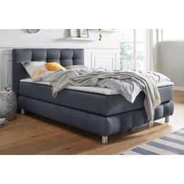 Boxspringbett Home Affaire, B:134cm L:211cm, grau, Struktur (100% Polyester);Bezug der Spiegelfl&auml;che Matratzendrell aus 100% Polyester;Samtoptik