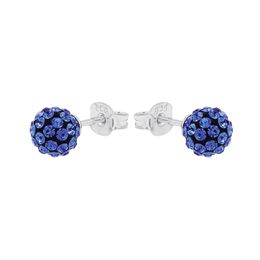 Amor Damen Paar Ohrstecker, 6mm, Silber 925 (Sterlingsilber)silberfarben, blau, blau, Silber 925 (Sterlingsilber), Ohrringe, mit Kristallglas