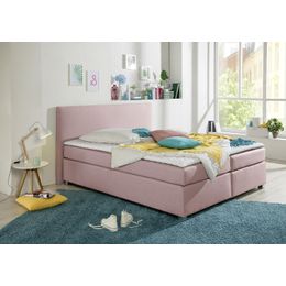 Boxspringbett Home Affaire, B:207cm L:230cm, rosa, Komplettbetten, "Eliana", inkl. Topper, in 4 Breiten, 3 Matratzenarten und 2 H&auml;rtegraden