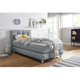 Boxspringbett Home Affaire, B:104cm L:211cm, grau, Struktur (100% Polyester);Bezug der Spiegelfl&auml;che Matratzendrell aus 100% Polyester;Samtoptik