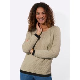 Langarmshirt Casual Looks "Jacquard-Shirt", Damen, Gr. 36, schlamm, 58% Polyester, 40% Baumwolle, 2% Elasthan, unifarben, Rundhals, Shirts Langarmshirt