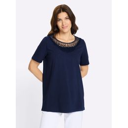 Longshirt Classic Basics "Longshirt", Damen, Gr. 42, marine, 100% Baumwolle, unifarben, Rundhals, Shirts Longshirt