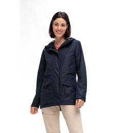 Maier Sports Damen Allwetterjacke "Da-Jacke mTEX Brocken Long W", blau, Gr. 44, unifarben mit Farbeinsatz, Obermaterial: 100% Polyester. Futter: 100%
