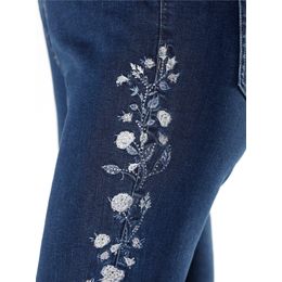 Lady Damen 5-Pocket-Jeansblau, stone, washed, Gr. 19, gebl&uuml;mt, gemustert, 95% Baumwolle, 3% Polyester, 2% Elasthan, Jeans