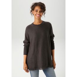 Aniston CASUAL Damen Strickpullover, schwarz, Gr. 36, meliert, Feinstrick, Obermaterial: 50% Viskose, 28% Polyester, 22% Polyamid, Pullover, mit