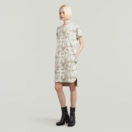 G-Star Raw G-STAR Damen Shirtkleid "Printed loose t-shirt dress"light toggee sprayed letters, Gr. L, bedruckt, Jersey, Obermaterial: 100% Baumwolle, Kleider,