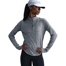 Lauftop Nike "Nike Swift Women's Dri-FIT UV 1/4-Zip Running Top", Damen, Gr. L, smoke grau, htr, reflective silv, Obermaterial: 88% Polyester, 12% Elasthan, Tops