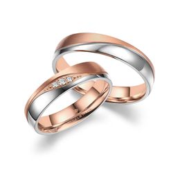 MARRYA Damen Partnerring "Edelstahl Ringe Trauringe Eheringe Partnerringe", 64, Edelstahldamen ring, silber, ros&eacute;, Edelstahl, Fingerringe