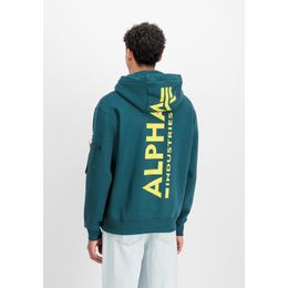 Herren Hoodie "Backprint Hoodie"deep petrol, Gr. S, Alpha Industries, Obermaterial: 80% Baumwolle, 20% Polyester, Sweatshirts
