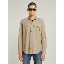 G-Star Raw Langarmshirt G-STAR "Marine Slim Hemd", Damen, Gr. M, toggee, milk, Obermaterial: 80% Baumwolle, 20% Leinen, Shirts Langarmshirt