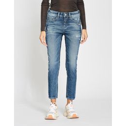 Relax-fit-Jeans Gang "Gang Jeans Relaxed Fit 94AMELIE CROPPED", Damen, Gr. 27, Einheitsgr&ouml;&szlig;e, denim blau, Denim/Jeans, 90% Baumwolle, 2% Elasthan, 8% Polyester, Jeans