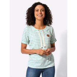 Print-Shirt Casual Looks "Print-Shirt", Damen, Gr. 36, ozean, ecru, bedruckt, 95% Baumwolle, 5% Elasthan, gemustert, mehrfarbig, Rundhals, Shirts