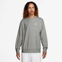 T-Shirt Nike Sportswear "M NK CLUB FT CREW", Damen, Gr. L, dk grau heather, wei&szlig;, Obermaterial: 80% Baumwolle, 20% Polyester, normal, Shirts T-Shirt