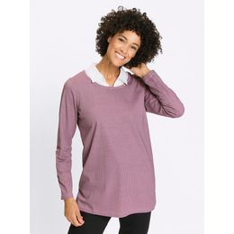 2-in-1-Shirt Classic Basics "2-in-1-Shirt", Damen, Gr. 42, ros&eacute;, orchidee, bedruckt, 100% Baumwolle, Einsatz:100% Baumwolle, gemustert, mehrfarbig, Rundhals, Shirts 2-in-1 Shirt