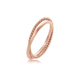 Elli Damen Fingerring "Wickelring Klassik Fein Gedreht Schmuck Geschenk 925 Silber", 52mm, ohne Stein, Silber 925 (Sterlingsilber), rosa, Silber 925