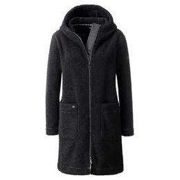 LPO Damen Fleecejacke "Fleece-Mantel Carry", schwarz, Gr. 46, 100% Polyester, Jacken, 2‐Wege‐Front‐Rei&szlig;verschluss
