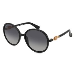 MaxMara Max Mara MM0065 | Unisex-Sonnenbrille | Fassung: Vollrand, Rund, Kunststoff, Schwarz Gl&auml;nzend | Glasfarbe: Grau Verlaufend