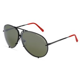 Porsche Design 8478 | Unisex-Sonnenbrille | Fassung: Vollrand, Pilot, Metall, Schwarz Matt | Glasfarbe: Gr&uuml;n