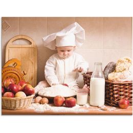 Wandbild Artland "K&uuml;che Junge Kind Backen", braun (farbe bild(er): braun), B:80cm H:60cm, Bilder, als Alubild, Leinwandbild, Poster in verschied. Gr&ouml;&szlig;en