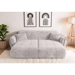 Big-Sofa Home Affaire, B:251cm H:81cm T:155cmhellbeige, 100% Polyester, Sofas, "MIRELDA Design-Sofa mit Steppungen, extra tief, Breite 251 cm",