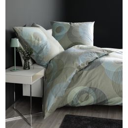 Bettw&auml;sche Janine "Mako-Satin 31167", salbeigr&uuml;n, B/L: 135cm x 200cm, 1 Stk., 1 Stk., Mako-Satin, B/L: 80cm x 80cm, 2 tlg., Mako-Satin, Obermaterial: 100% Baumwolle, Bettw&auml;sche, Bettw&auml;sche, Bettw&auml;sche ab Gr&ouml;&szlig;e 135x200 cm, hochwertig, mit Kreisen