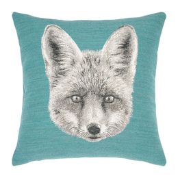 Dekokissen Pad "MOO", blau (turquoise), B:45cm L:45cm, Baumwolle, Dekokissen_Sitzkissen_Kissenh&uuml;llen, Made in Europe, Kissenh&uuml;lle ohne F&uuml;llung, 1 St&uuml;ck, Tiermotiv, 45x45 cm