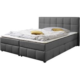 Boxbett Home Affaire "Niemes", anthrazit, B:192cm L:230cm, Komplettbetten, Boxbett mit Bettkasten, inkl. Topper