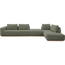 Wohnlandschaft Musterring, B:395cm H:78cm T:202cmturtle, 100% Polyester, Sofas, Anreihsofa mit Armlehne links, Eckteil rechts mit Kissen & Hocker