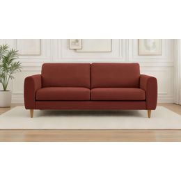 3-Sitzer OTTO HOME, B:212cm H:88cm T:90cmrot, 100% polyester, Sofas, "Finnian", 212 cm, Chenille-Bezug, Massivholzf&uuml;&szlig;e mit eleganter Linienf&uuml;hrung