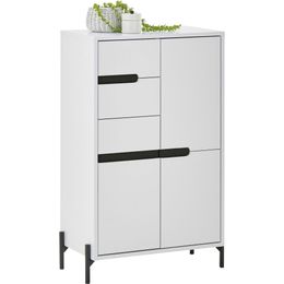 Midischrank, B:60cm H:100cm T:35cmweiß matt, schwarz, BASIC BY BALCULINA, FSC-zertifizierter Holzwerkstoff, Badezimmer, Schränke, "Avanto B/H/T