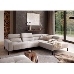 Ecksofa Home Affaire, B:282cm H:75cm T:224cmnature, 100% Polyester, Wohnzimmer, Sofas, "Claya Move, L-Form, Kopf- & R&uuml;ckenverstellung, Breite 282