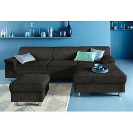 Ecksofa DOMO collection "Jamie, modern und elegant, Fu&szlig;h&ouml;he 9cm, L-Form", schwarz, B:251cm H:72cm T:80cm, Sofas, Ecksofa, wahlweise mit Bettfunktion
