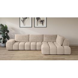 Ecksofa OTTO HOME "AZITA L-Form, XXL 352 cm Designsofa in Bubble-Opitk", grau (taupe), B:352cm H:72cm T:210cm, 100% Polyester, Sofas, Ecksofa, lose R&uuml;ckenkissen, traumhafte Steppung, Topseller