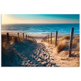 Wandbild Artland "Weg zum Nordseestrand Sonnenuntergang", beige (farbe bild(er): naturfarben), B:90cm H:60cm, Bilder, als Alubild, Leinwandbild, Poster in verschied. Gr&ouml;&szlig;en