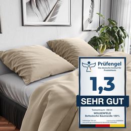 Bettw&auml;sche WOLKENFELD "Renforc&eacute; Bettw&auml;sche Baumwolle - Nat&uuml;rlich weiches Schlafgef&uuml;hl", beige, B/L: 240cm x 220cm, 1 Stk., 2 Stk., Renforc&eacute;, B/L: 80cm x 80cm & 80cm x 80cm, 3 tlg., Renforc&eacute;, Obermaterial: 100% Baumwolle, Bettw&auml;sche, Bettw&auml;sche, 135x200 cm, 155x220 & &Uuml;bergr&ouml;&szlig;en I inkl. Kissenbez&uuml;ge 80x80 I uni