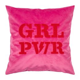 Dekokissen Pad "LETTERS", rot, hot pink, schriftzug, B:45cm L:45cm, Obermaterial: 100% Polyester, Dekokissen_Sitzkissen_Kissenh&uuml;llen, farbige Keder, mit Schriftzug, verschiedene Gr&ouml;&szlig;en