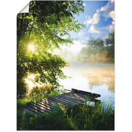 Wandbild Artland "Angelsteg am Morgen", gr&uuml;n (farbe bild(er): gr&uuml;n), B:30cm H:40cm, Bilder, als Alubild, Leinwandbild, Poster in verschied. Gr&ouml;&szlig;en