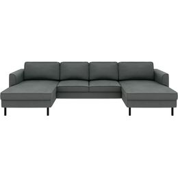 Wohnlandschaft Home Affaire, B:305cm H:83cm T:161cmanthrazit, 92% Polyester, 5% Polyamid, Sofas, "Booster II, whlw. mit Schlaffunktion & Bettkasten,