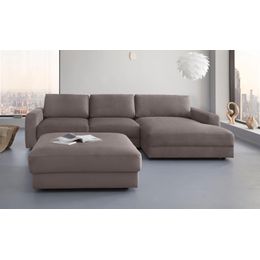 Ecksofa Home Affaire "Bloomfield, bequem und elegant, OTTOs Choice, Breite 303cm, L-Form", grau (taupe), B:303cm H:84cm T:176cm, 100% Polyester, Sofas, Ecksofa, wahlweise mit Bettfunktion und Bettkasten, Unser Dauertiefpreis