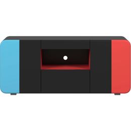 Lowboard Inosign "NextLevel speziell geeignet f&uuml;r Spielekonsolen", schwarz, rot, blau lack, B:115cm H:49cm T:42cm, Holzwerkstoff, Sideboards, Lowboard, Gaming-Lowboard wahlweise mit Beleuchtung - (B/T/H) 115/42/49 cm