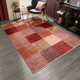 Teppich LUXOR living "Rocco", rot, multi, B:80cm H:11mm L:160cm, Polyester, Teppiche, Teppich, Vintage-Look, verschiedene Designs, mit Fransen, Wohnzimmer