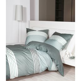 Bettw&auml;sche Janine "Mako-Satin 31147", rauchgr&uuml;n, B/L: 135cm x 200cm, 1 Stk., 1 Stk., Mako-Satin, B/L: 80cm x 80cm, 2 tlg., Mako-Satin, Obermaterial: 100% Baumwolle, Bettw&auml;sche, Bettw&auml;sche, aus 100% Baumwolle, Bettw&auml;sche ab Gr&ouml;&szlig;e 135x200 cm, Streifen