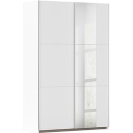 Schwebetürenschrank Rauch "Kleiderschrank Drehtürenschrank Schrank Garderobe KRONACH TOPSELLER", weiß (alpinweiß, griffleisten alu, 1 spiegel), B:131cm H:210cm T:59cm, Holzwerkstoff, Schränke, Schwebetürenschrank, optional ohne, mit 1 oder 2 Spiegel, viel Stauraum MADE IN GERMANY