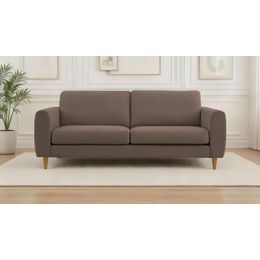 3-Sitzer OTTO HOME, B:212cm H:88cm T:90cmbraun, 100% polyester, Sofas, "Finnian", 212 cm, Chenille-Bezug, Massivholzf&uuml;&szlig;e mit eleganter Linienf&uuml;hrung
