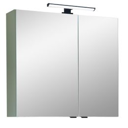 Badezimmerspiegelschrank SAPHIR "Quickset 500, 2 T&uuml;ren, 67cm breit, LED-Aufsatzleuchte", salbei nachbildung, B:67cm H:64cm T:20cm, Schr&auml;nke, inkl. Schalter und Steckdose