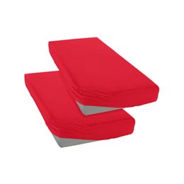 Spannbettlaken my home "PAPRIKA", rot, B:90cm L:200cm, Microfaser-Jersey, Obermaterial: 100% Polyester, Bettlaken, Spannbettlaken, Bettlaken, Laken, in zwei Qualit&auml;ten: Fleece & Jersey, pflegeleicht