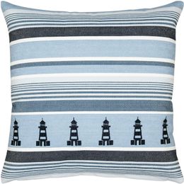 Dekokissen Pad "MARINA", blau (light blau, gemustert gestreift), B:45cm L:45cm, Obermaterial: 100% Baumwolle, Dekokissen_Sitzkissen_Kissenh&uuml;llen, Made in Europe, Kissenh&uuml;lle ohne F&uuml;llung, maritim, 1 St&uuml;ck