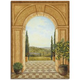 Wandbild Artland "Ausblick mit Zitronenbaum", braun (farbe bild(er): braun), B:60cm H:80cm T:1,8cm, Bilder, als Leinwandbild, Wandaufkleber in verschied. Gr&ouml;&szlig;en